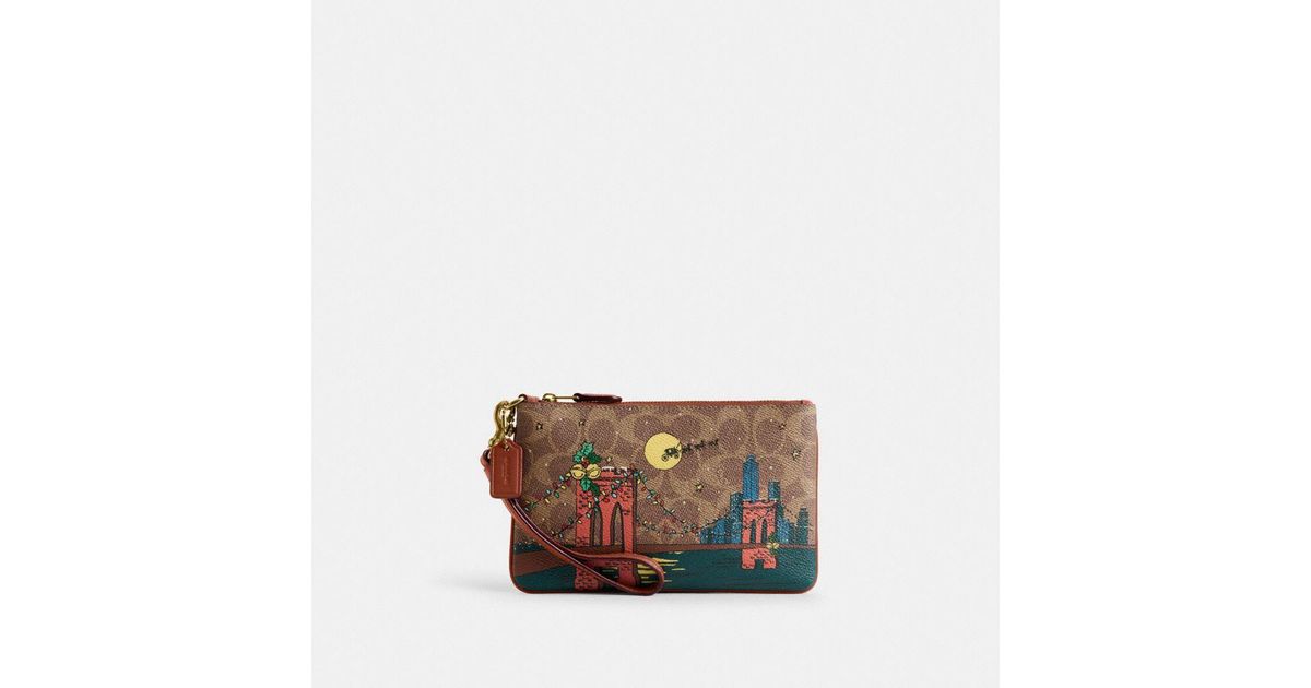 COACH Holiday Essential Small Wristlet In Signature Canvas With ...