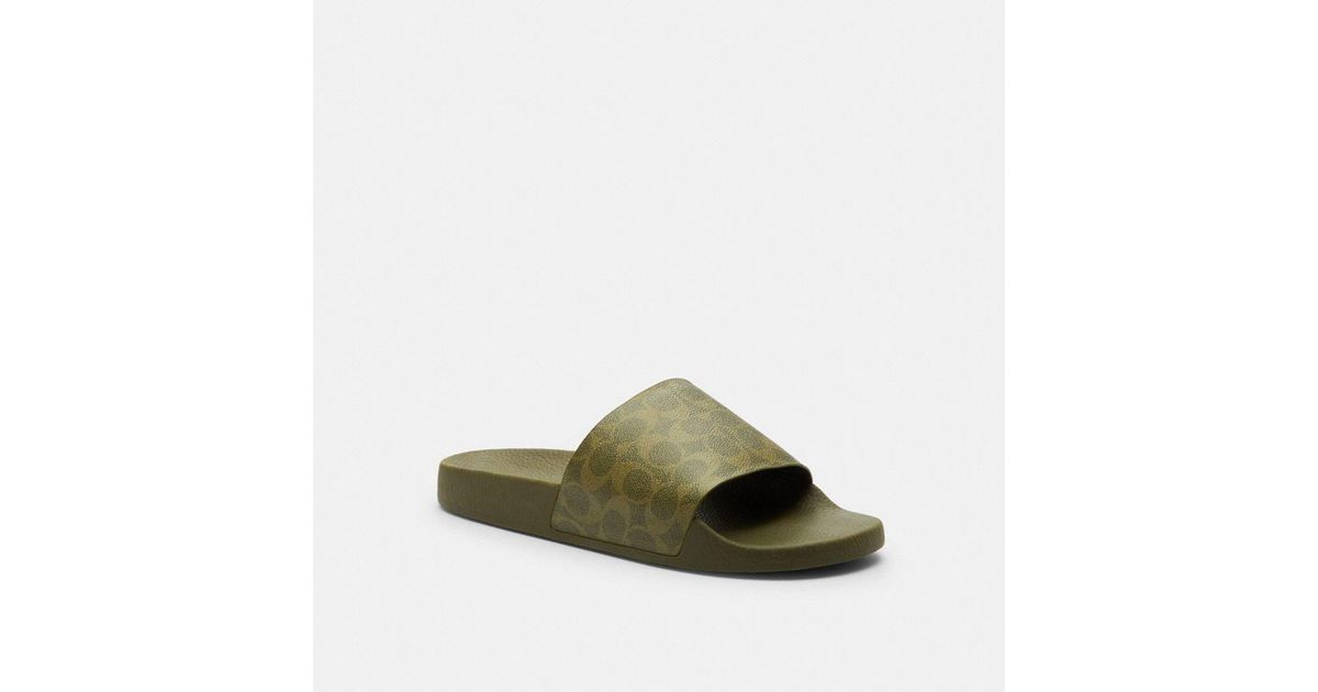 COACH Pool Slide In Signature Canvas in Green for Men | Lyst