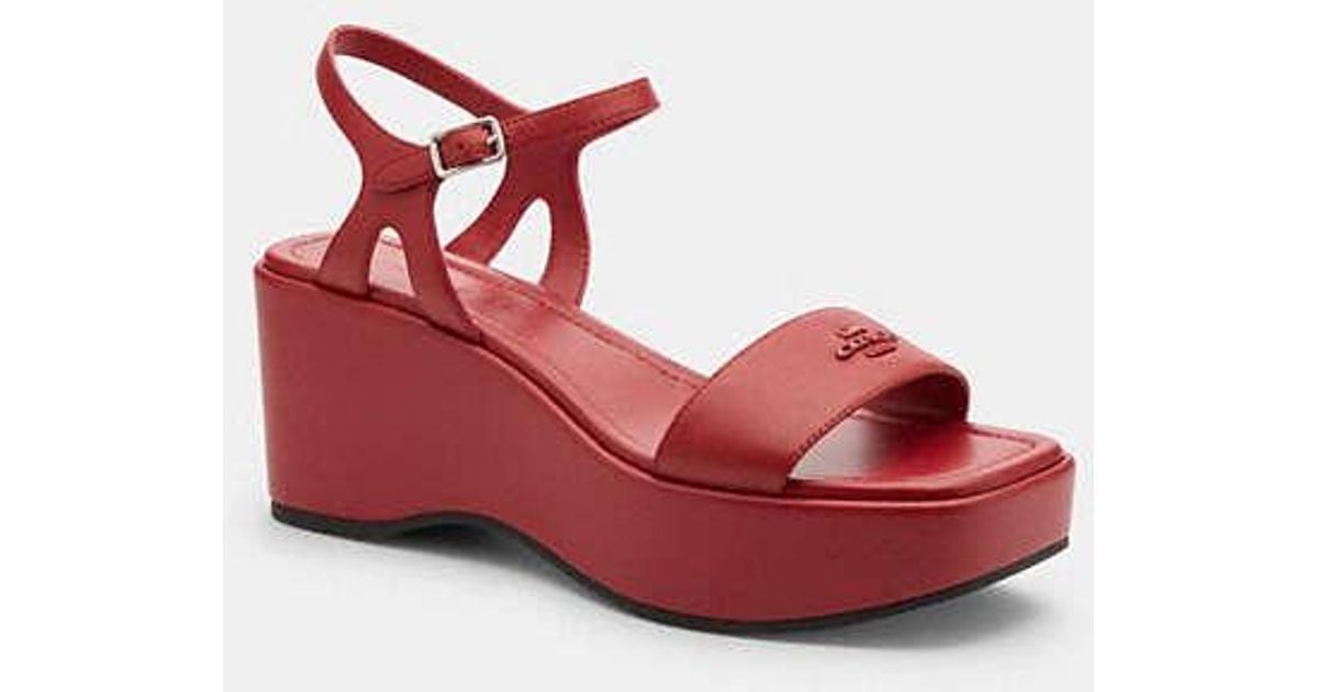 COACH Gale Wedge Sandal in Red | Lyst