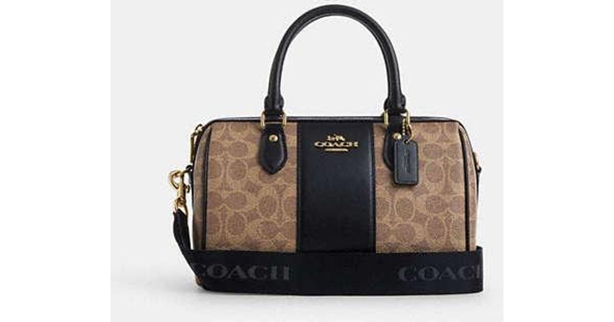 COACH Rowan Satchel Bag In Signature Canvas in Black | Lyst