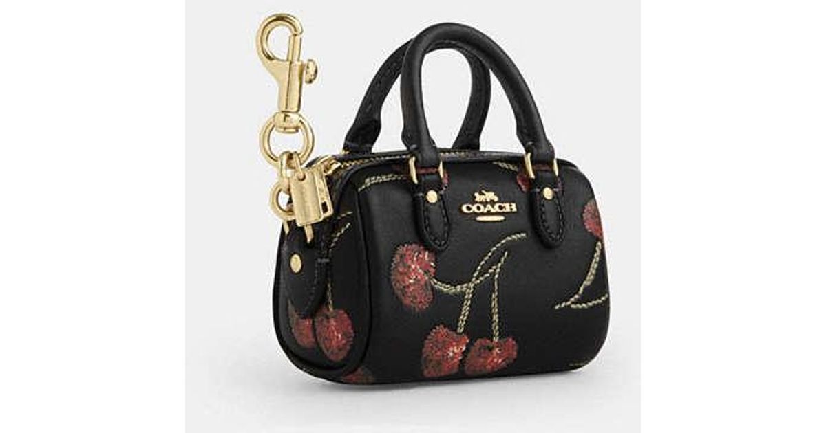 COACH Mini Rowan Bag Charm With Cherry Print in Black | Lyst
