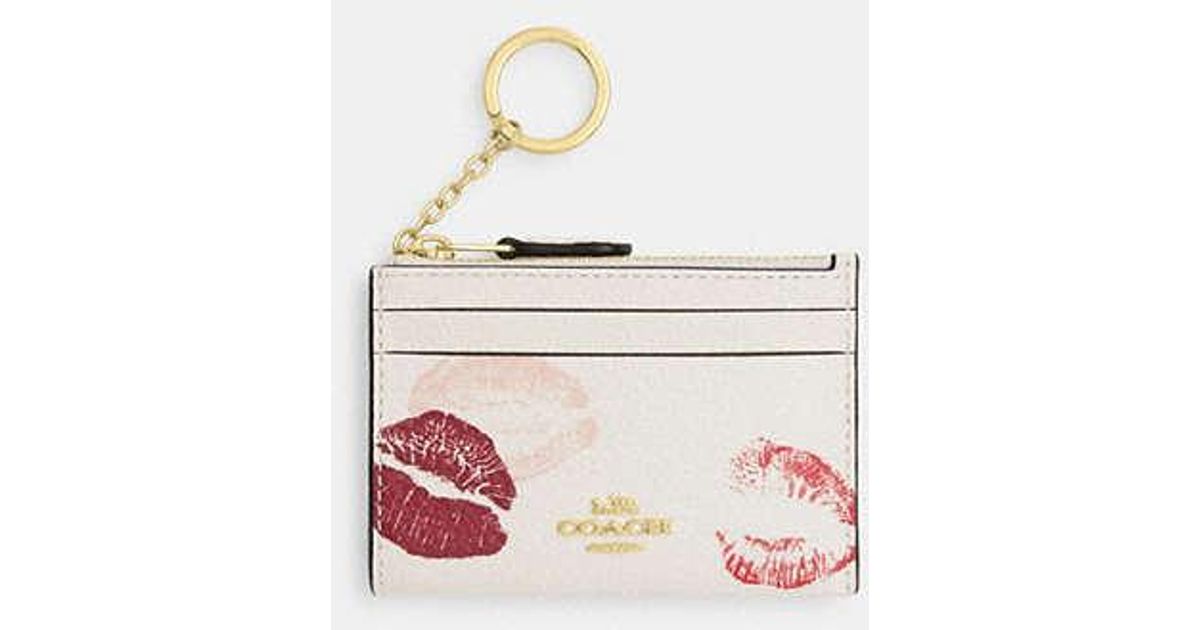 COACH Mini Id Skinny Case With Lips Print in Black | Lyst