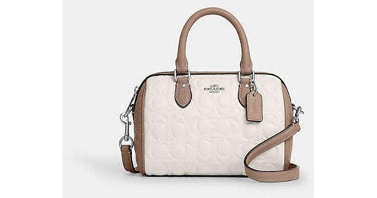 COACH Mini Rowan Crossbody Bag In Blocked Signature Leather in Black | Lyst