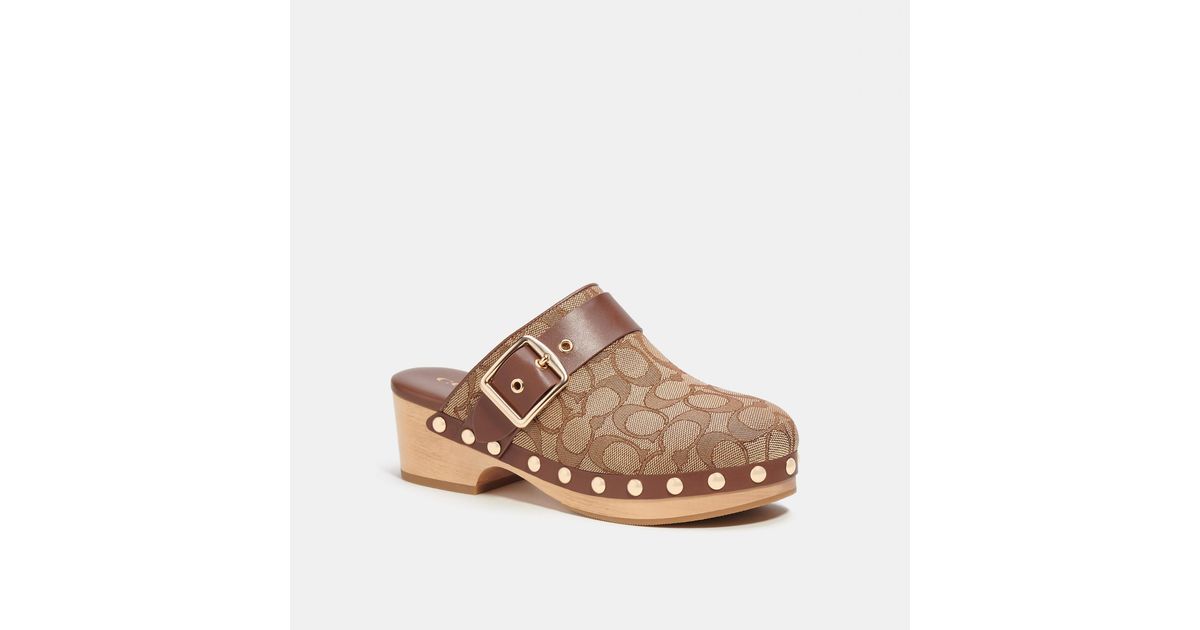 COACH Faryn Clog In Signature Jacquard in Brown | Lyst