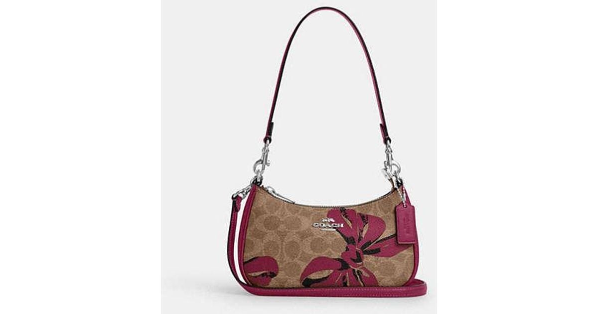 COACH Teri Mini Crossbody Bag In Signature Canvas With Bow Print in ...