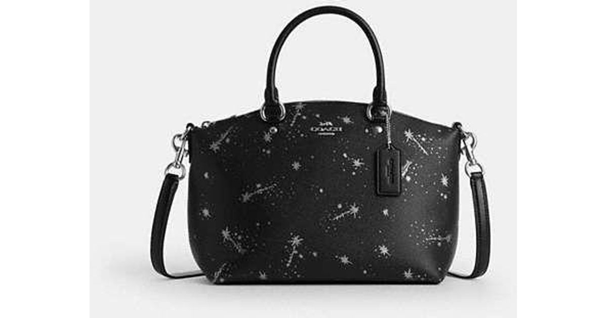 COACH Sadie Satchel Bag With Star Print in Black | Lyst