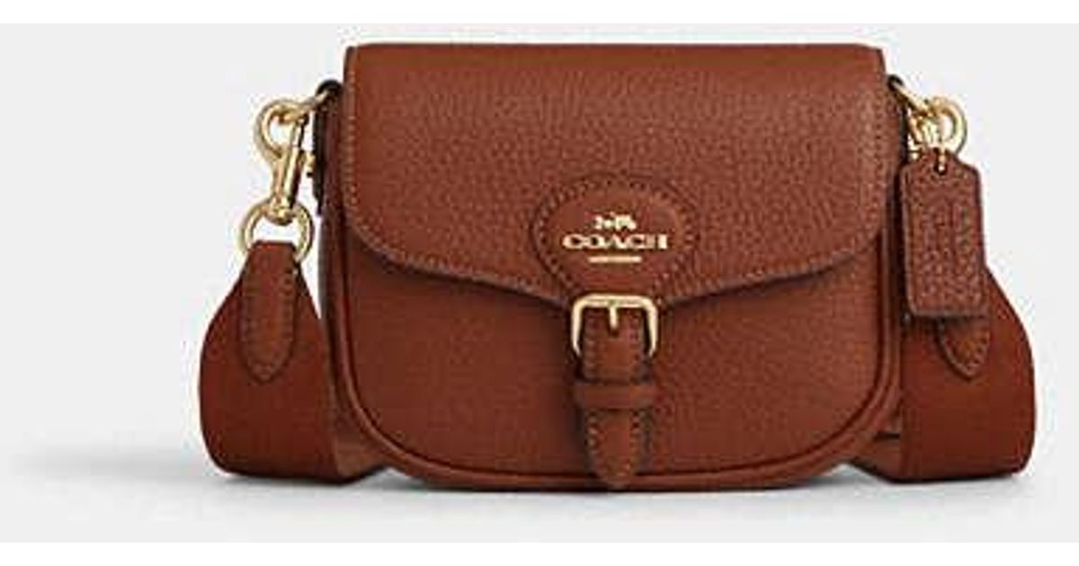 COACH Amelia Saddle Bag in Brown | Lyst