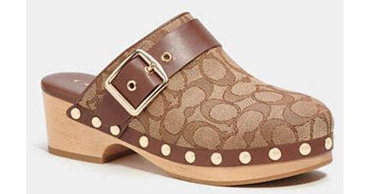 COACH Faryn Clog In Signature Jacquard in Brown | Lyst