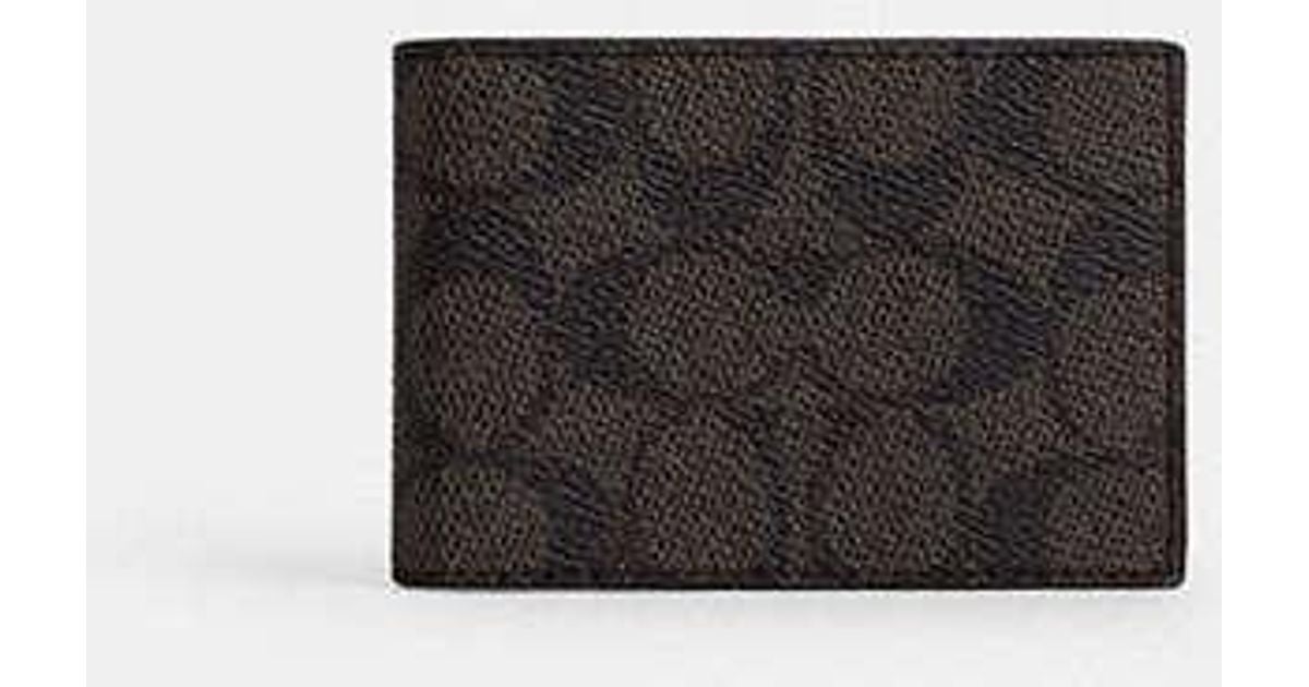 COACH Compact Billfold Wallet In Signature Canvas in Black for Men | Lyst