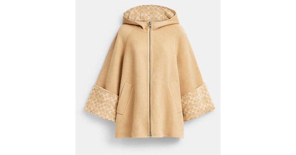 COACH Wool Cape in Black | Lyst