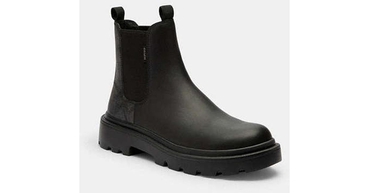 COACH Chelsea Boot With Signature Canvas in Black for Men | Lyst