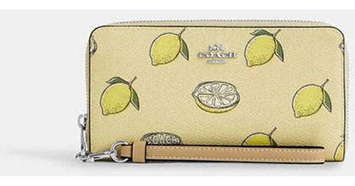 COACH Long Zip Around Wallet With Lemon Print in Black | Lyst