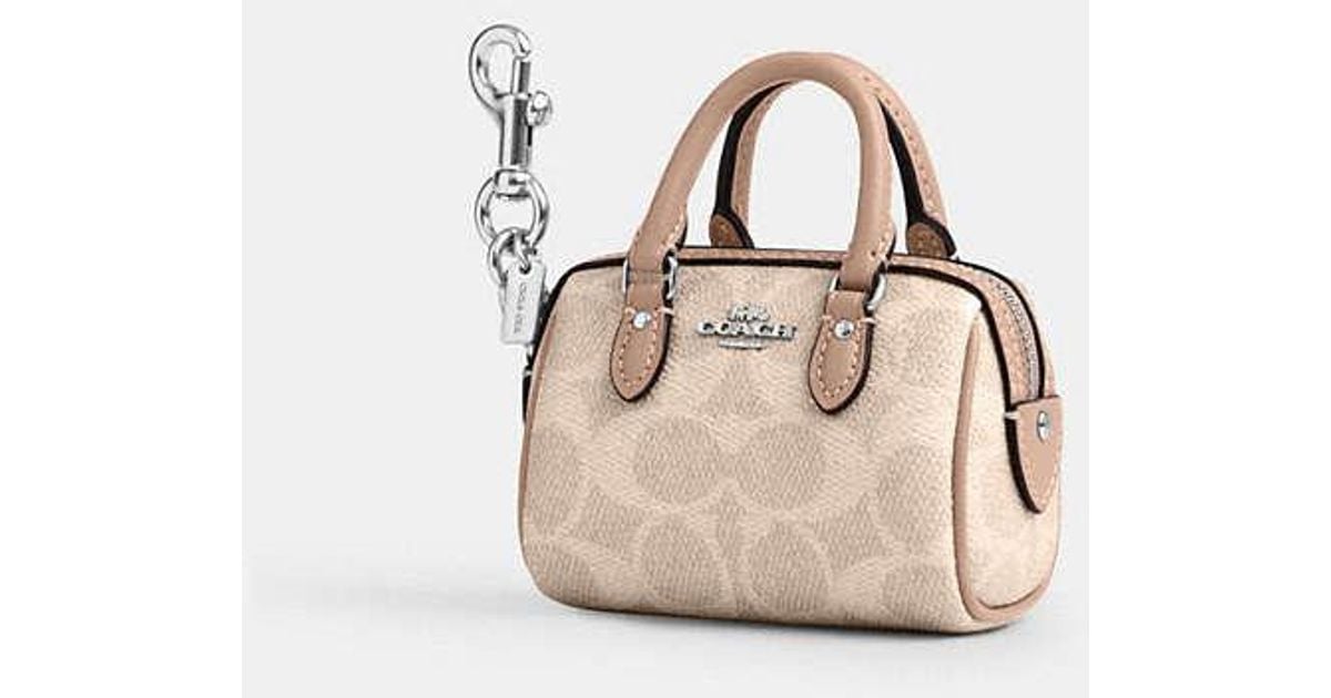 COACH Mini Rowan Bag Charm In Signature Canvas in Black | Lyst