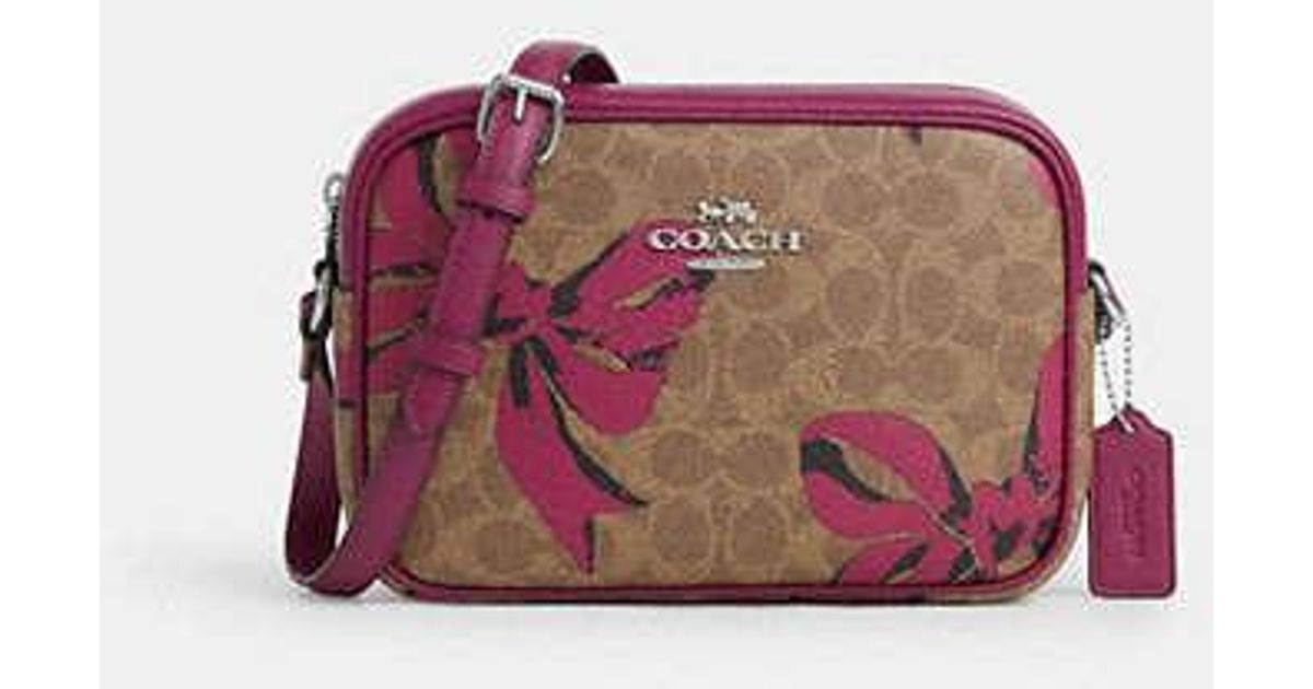 COACH Jamie Camera Bag In Signature Canvas With Bow Print in Red | Lyst