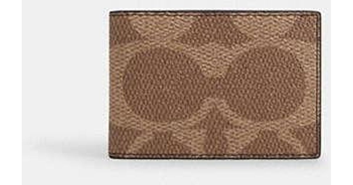 COACH Compact Billfold Wallet In Blocked Signature Canvas in Black for ...