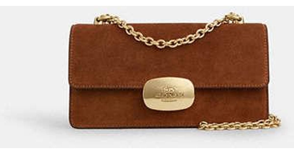 COACH Eliza Flap Crossbody Bag In Suede in Brown | Lyst
