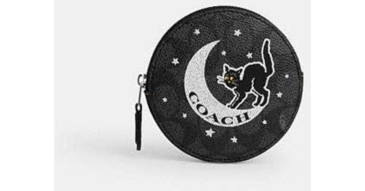 COACH Coin Case In Signature Canvas With Halloween Graphic in Black | Lyst