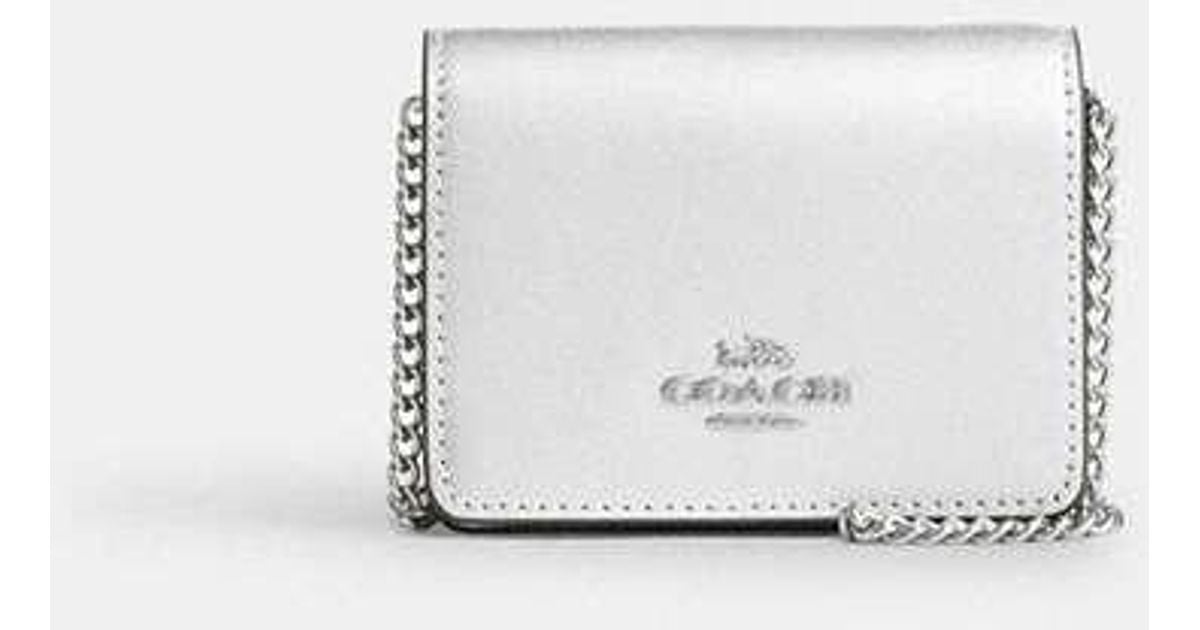 COACH Mini Wallet On A Chain in White | Lyst