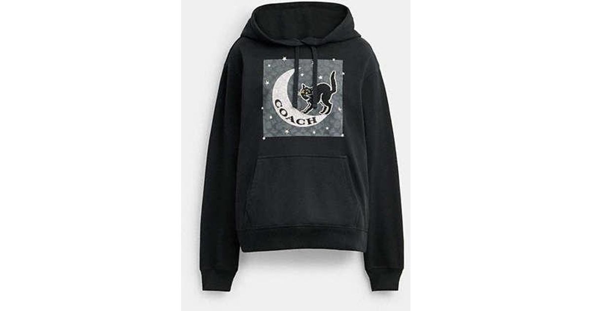 COACH Halloween Cat Moon Signature Square Hoodie in Black | Lyst