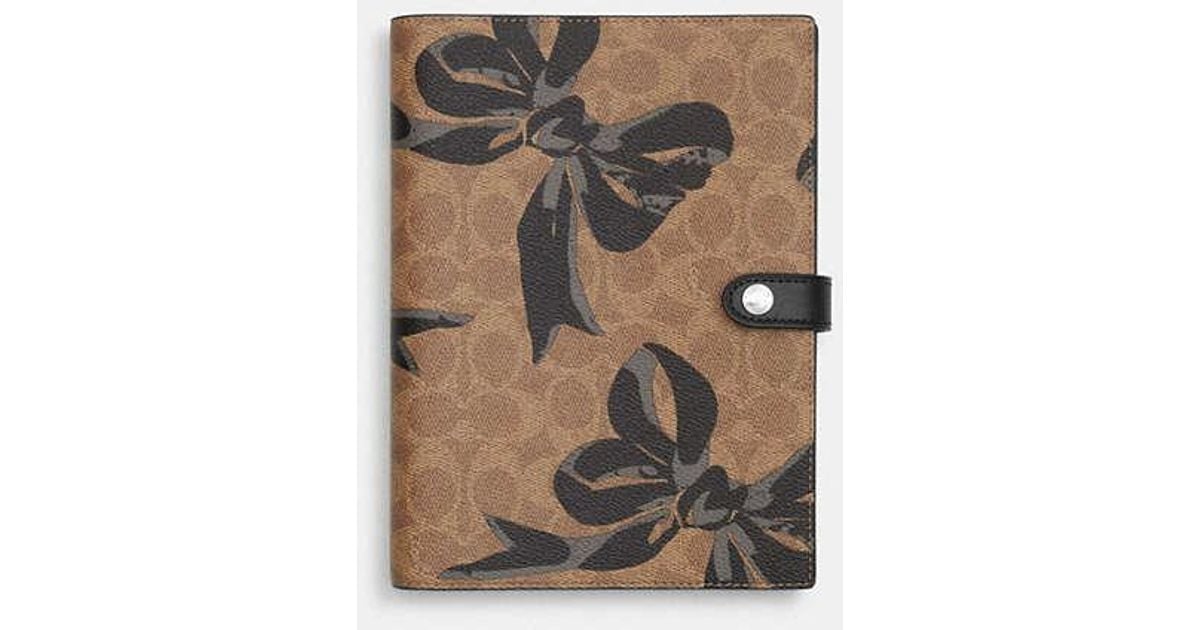 COACH Notebook In Signature Canvas With Bow Print in Black | Lyst