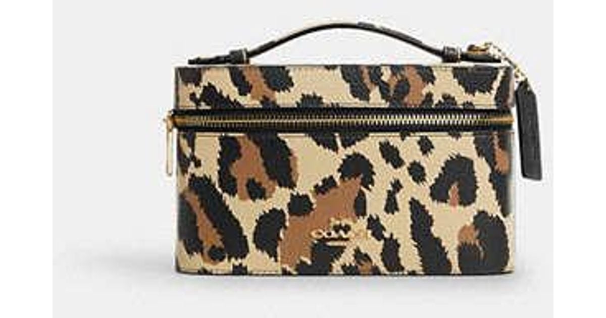 COACH Cosmetic Case With Leopard Print in Black | Lyst
