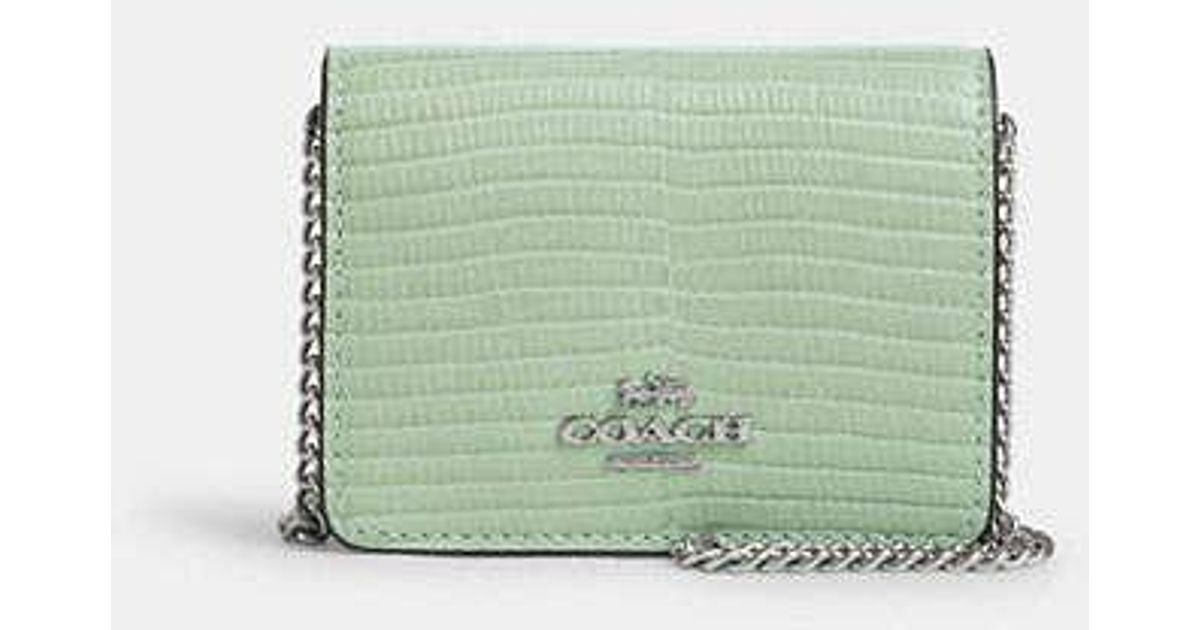 COACH Mini Wallet On A Chain in Green | Lyst