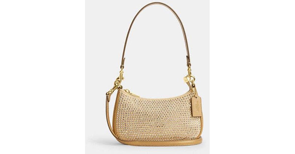 COACH Teri Mini Crossbody Bag With Crystal in Black | Lyst