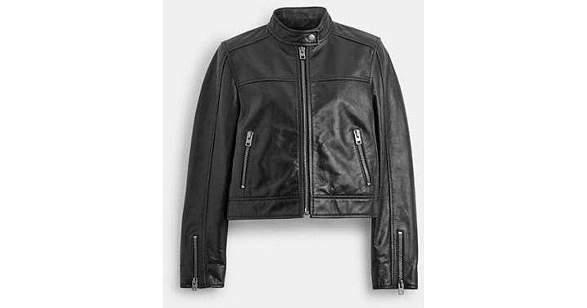 COACH Leather Racing Jacket in Black | Lyst