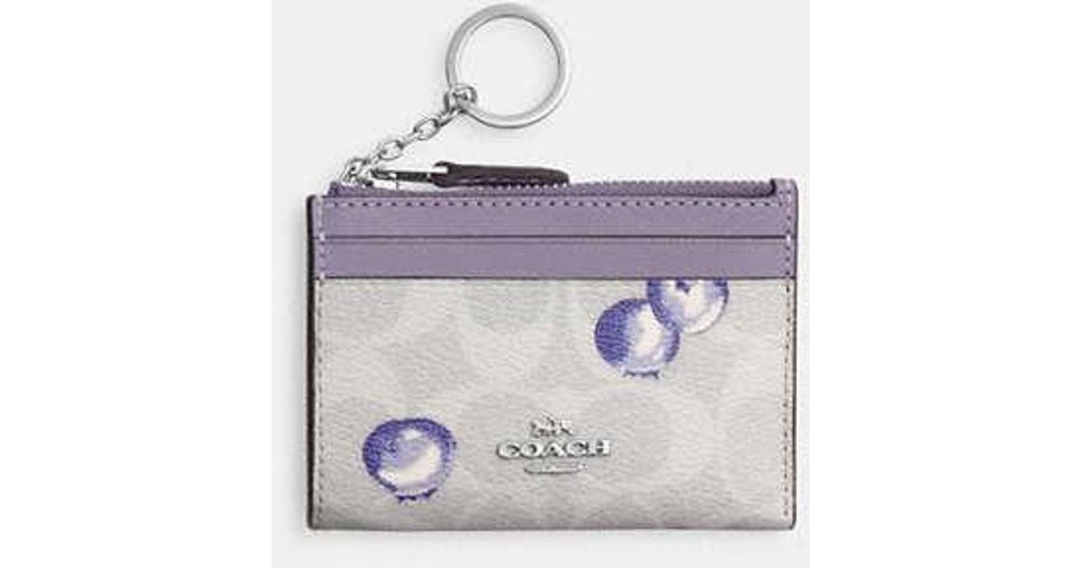 COACH Mini Skinny Id Case In Signature Canvas With Blueberry Print in ...