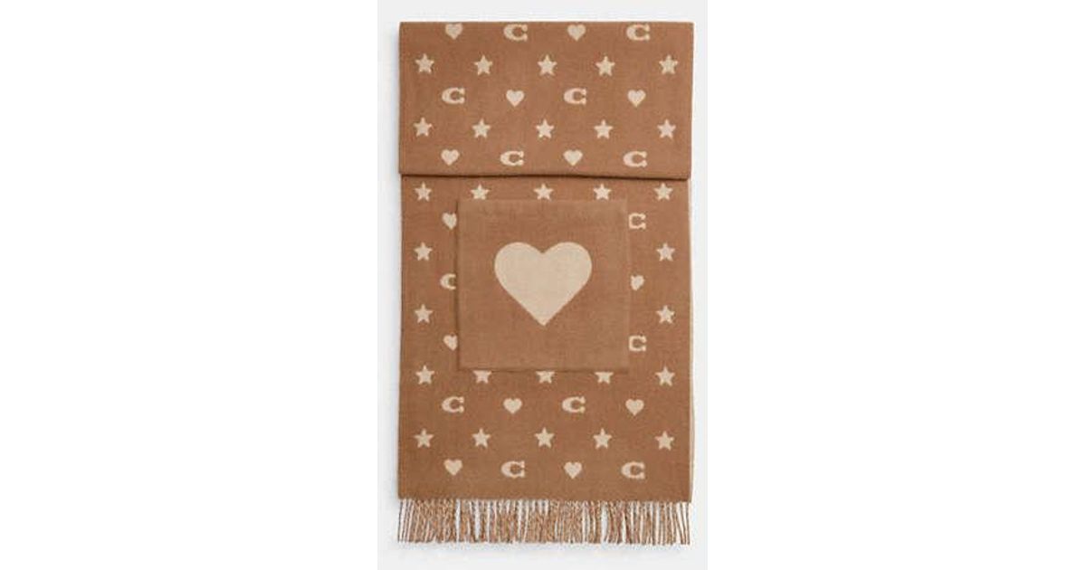 COACH Stars And Hearts Print Oversized Muffler With Pockets in Black | Lyst