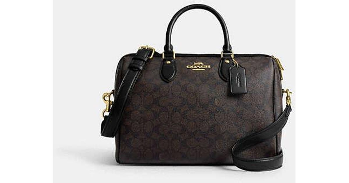 COACH Rowan Large Satchel Bag In Signature Canvas in Black | Lyst