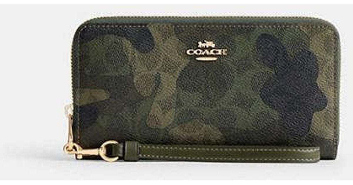COACH Long Zip Around Wallet In Signature Camo Print in Black | Lyst