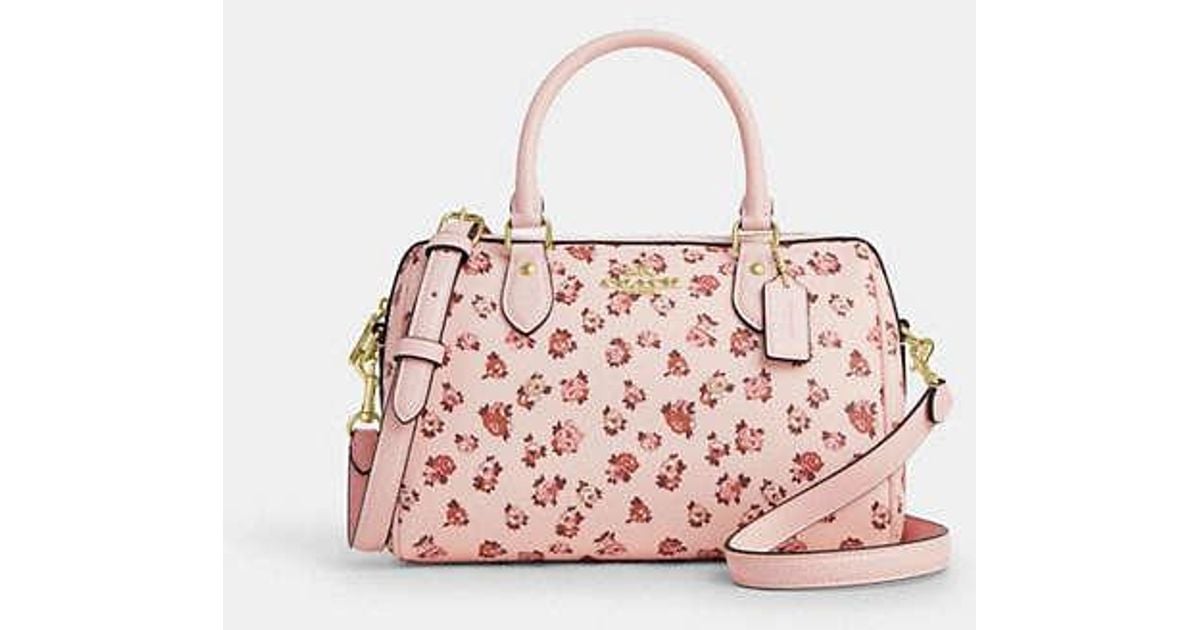 COACH Rowan Satchel Bag With Rose Print in Black | Lyst