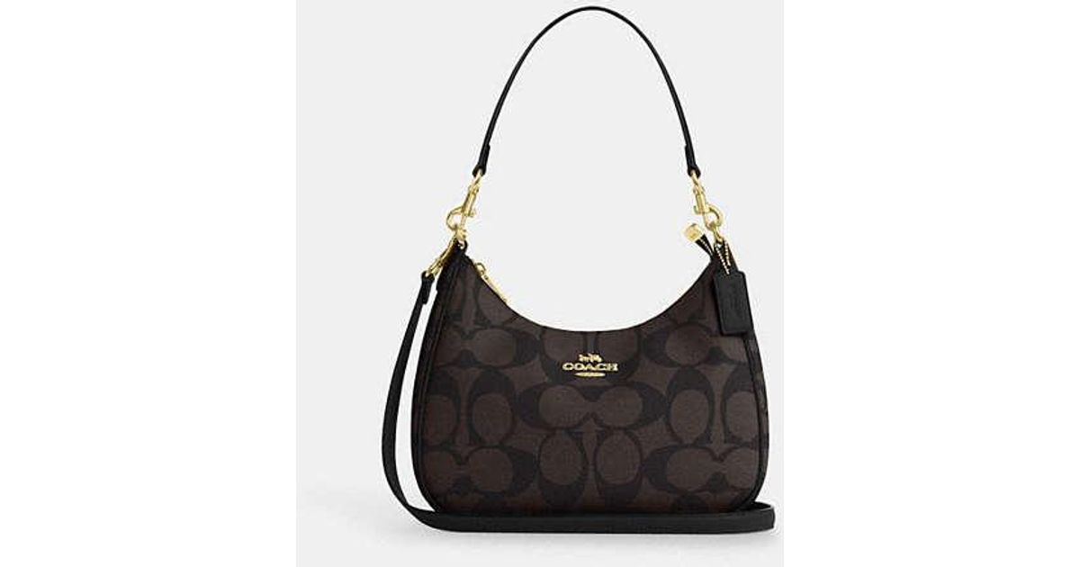 COACH Teri Hobo Bag In Blocked Signature Canvas in Black | Lyst