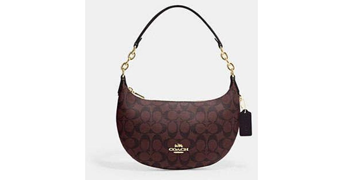 COACH Payton Hobo In Signature Canvas in Brown | Lyst