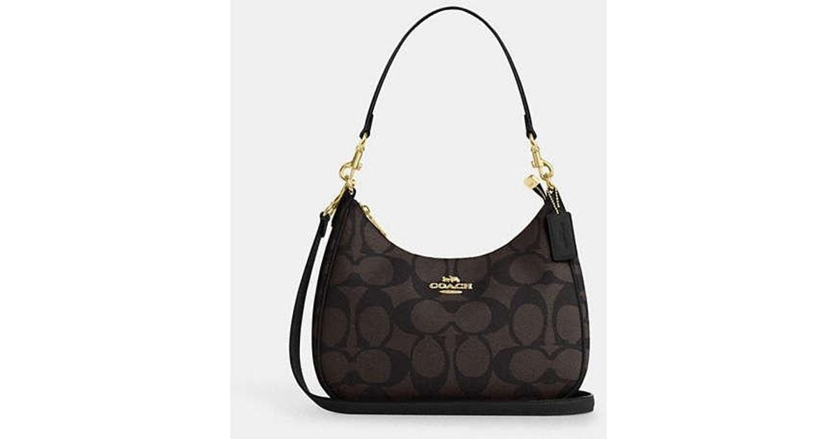 COACH Teri Hobo Bag In Blocked Signature Canvas in Black | Lyst