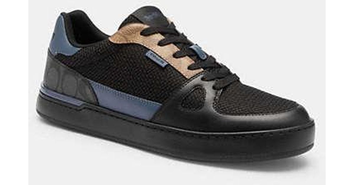 COACH Clip Court Sneaker In Colorblock Signature Canvas in Black for ...