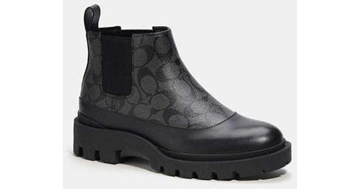 COACH Citysole Chelsea Boot In Signature Canvas in Black for Men | Lyst