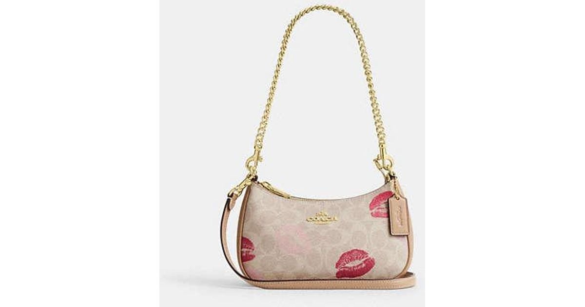 COACH Teri Mini Crossbody Bag In Signature Canvas With Lips Print in ...