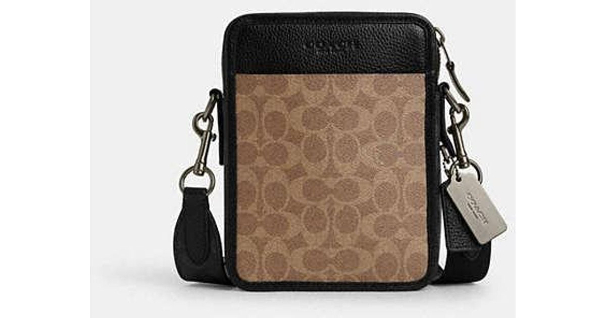 COACH Sullivan Crossbody In Blocked Signature Canvas in Black for Men ...