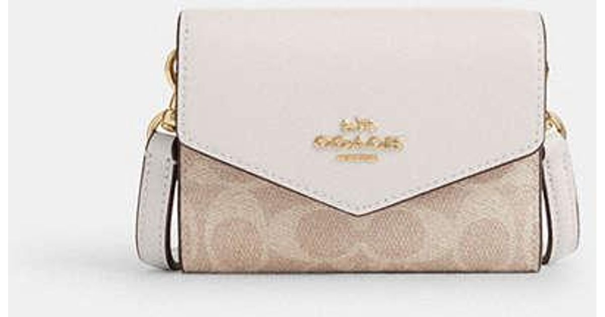 COACH Mini Envelope Wallet With Strap In Signature Canvas in Black | Lyst