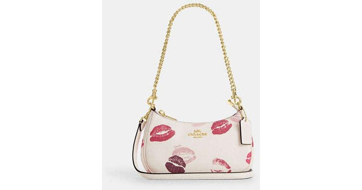 COACH Teri Mini Crossbody Bag With Lips Print in Black | Lyst