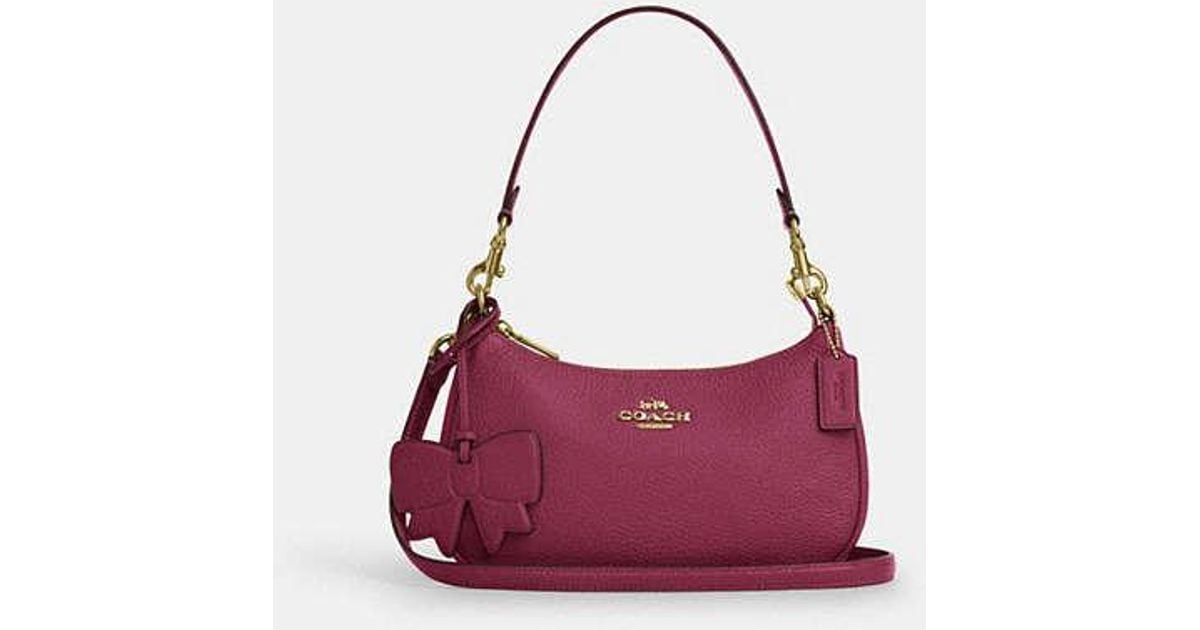 COACH Teri Shoulder Bag With Bow Charm in Black | Lyst