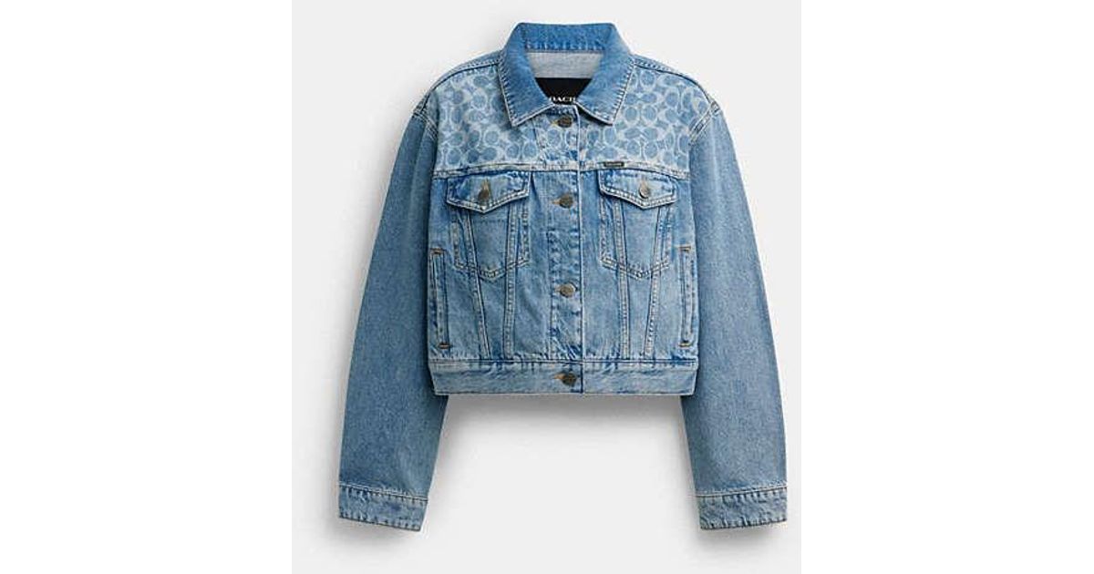 COACH Denim Cropped Jacket in Blue | Lyst