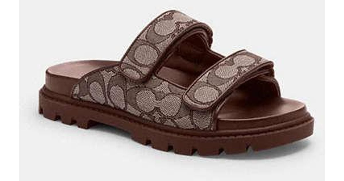COACH Two Band Sport Slide in Brown | Lyst UK