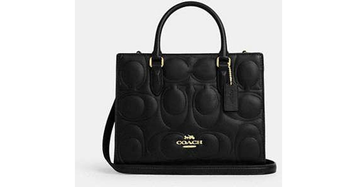 COACH Maggie Small Tote Bag In Signature Leather In Black Lyst