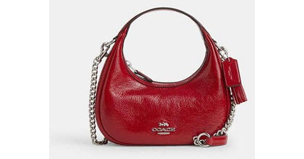 COACH Patent Leather Mini Top-Handle Crossbody in Red | Lyst UK