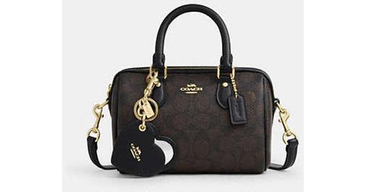 COACH Boxed Mini Rowan Crossbody Bag And Mirror Bag Charm Set in Black ...
