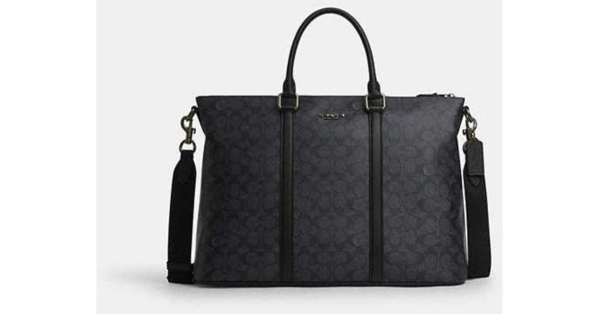 COACH Caleb Work Bag In Signature Canvas in Black for Men | Lyst