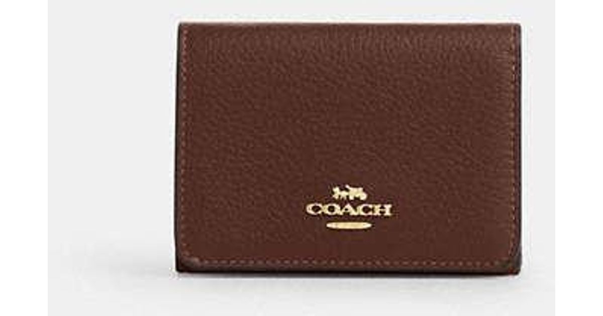 COACH Card Holder Wallet In Signature Canvas in Brown | Lyst